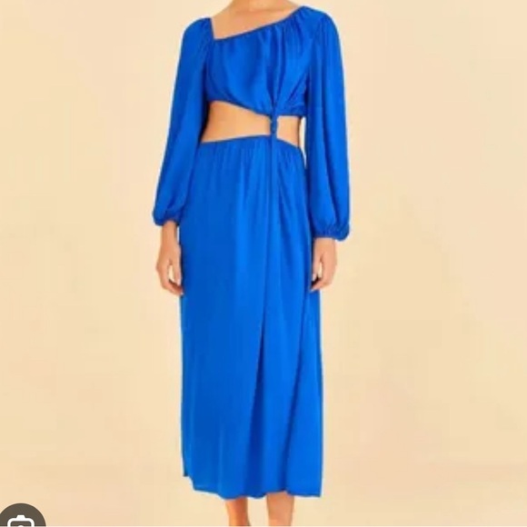 FARM Rio | Dresses | Farm Rio Blue Viscose Satin Midi Dress | Poshmark